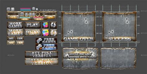 6 Simple Gui Templates Game Assets Graphicriver