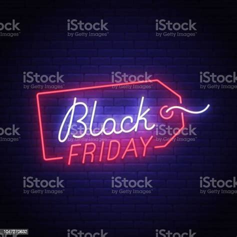 검은 금요일 네온 사인 밝은 간판 배너 빛 큰 판매 로고 엠 블 럼입니다 벡터 일러스트 레이 션 블랙프라이데이에 대한 스톡 벡터 아트 및 기타 이미지 Istock