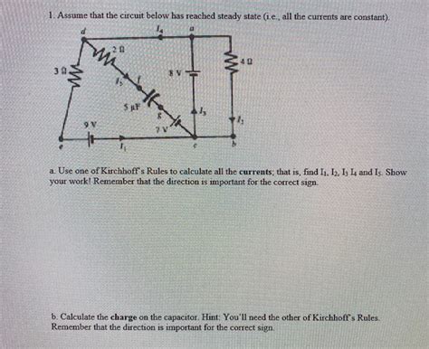 Solved 1 Assume That The Circuit Below Has Reached Steady