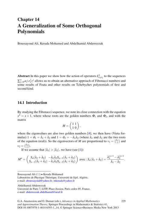 pdf a generalization of some orthogonal polynomials