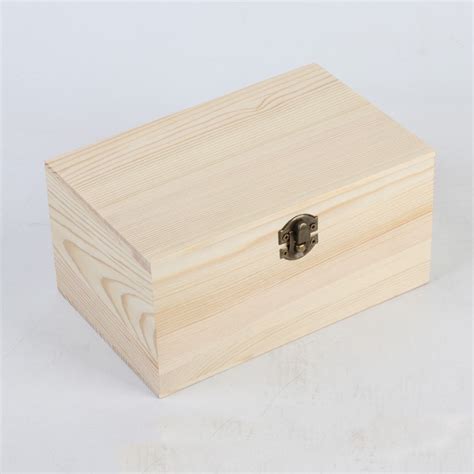 Hongheng Unfinished Wooden Boxes With Hinged Lid Wood Bulk Box For Crafts Rectangle Keepsake Box
