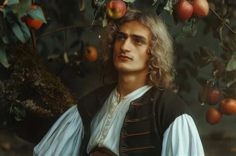 Scientific Luminary Portrait Of Isaac Newton Revolutionary Physicist