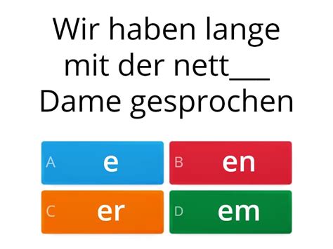 Adjektivdeklination Nom Akk Dat Cuestionario