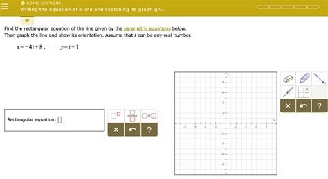 solved conic sections writing the equation of a line and sketching its graph given find the