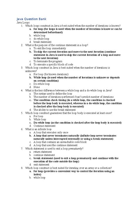 Java Question Bank Java Question Bank Java Loops 1 Which Loops
