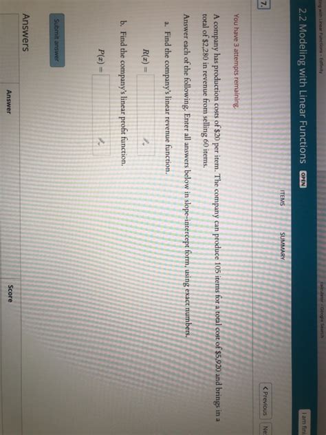 Solved Wing With Linear Functions Edfinity Calculator