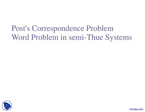 Pcp Word Problem Advanced Theory Of Computation Lecture Slides