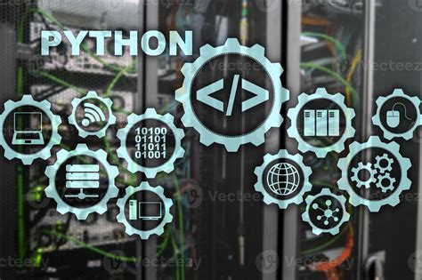 Python Programming Language On Server Room Background Programing Workflow Abstract Algorithm