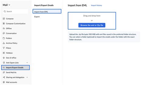Import Export Emails