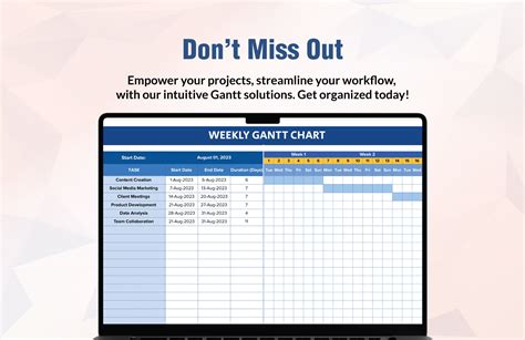 Weekly Gantt Chart Template In Excel Google Sheets Download Template Net