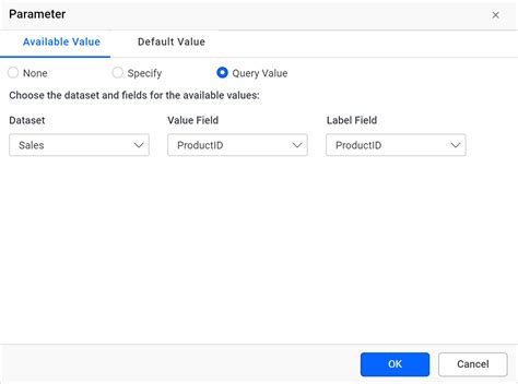 Define Available Values For A Report Parameter