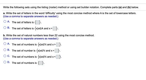 Solved Write The Following Sets Using The Listing Roster Chegg Com