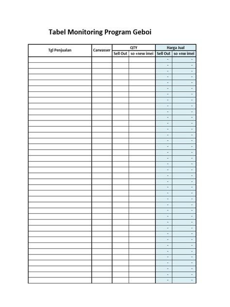 Tabel Monitoring Program Geboi Pdf
