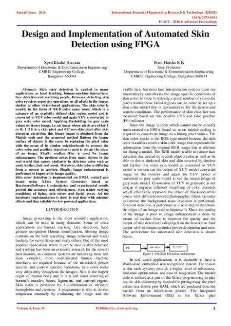 Pdf Design And Implementation Of Automated Skin Detection Using Fpga