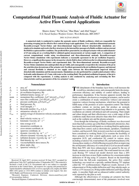 Pdf Computational Fluid Dynamic Analysis Of Fluidic Actuator For
