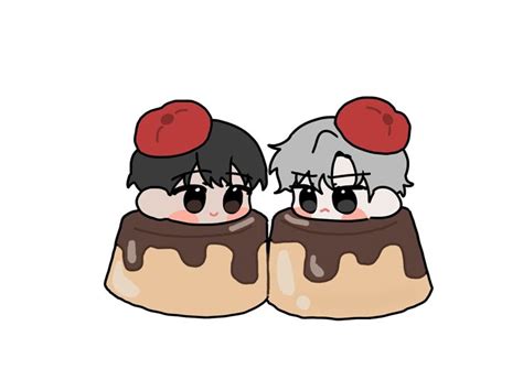 Two Cartoon Characters Sitting Next To Each Other With Donuts On Top Of Their Heads