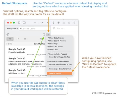 workspaces drafts user guide