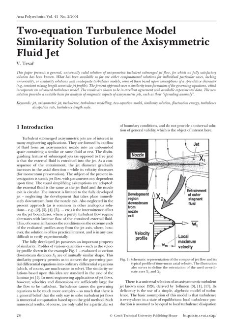 Pdf Two Equation Turbulence Model Similarity Solution Of The