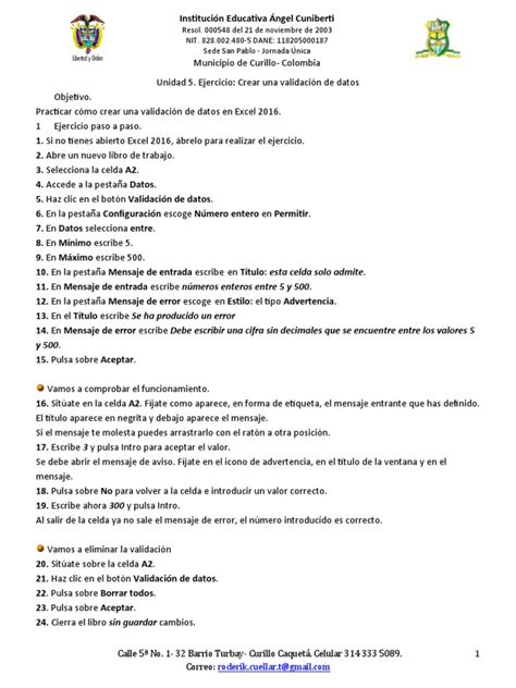 Unidad 5 Ejercicio Crear Una Validación De Datos Pdf