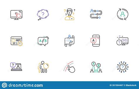 UX Line Icons AB Testing Journey Path Map And Question Mark Linear Icon Set Vector Stock