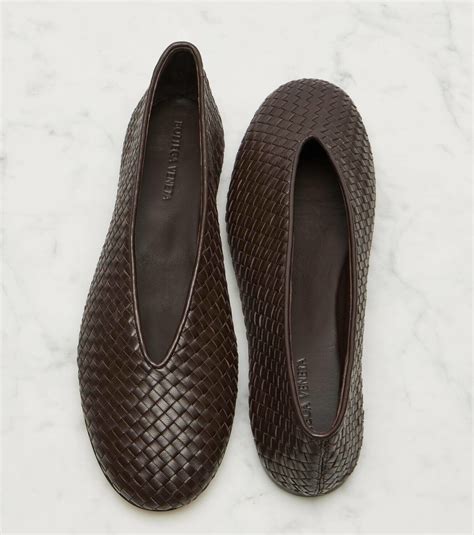 Bottega Veneta Rosa Intrecciato Leather Ballet Flats Bottega Veneta
