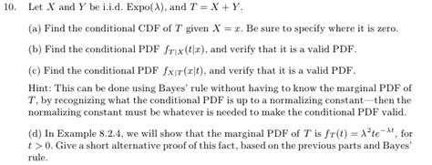 Solved Let X And Y Be Iid Expo Lambda And T X Y