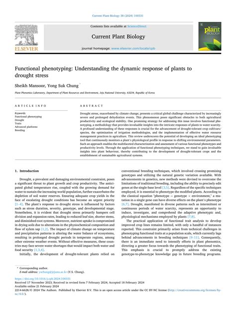 Pdf Functional Phenotyping Understanding The Dynamic Response Of Plants To Drought Stress