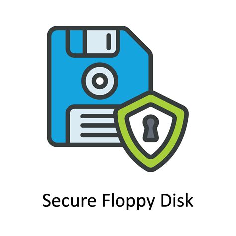 Secure Floppy Disk Vector Fill Outline Icon Design Illustration Cyber Security Symbol On White