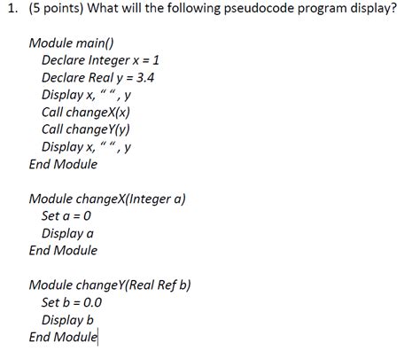 Solved 5 ﻿points ﻿what Will The Following Pseudocode