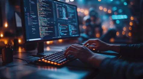 Coding In A Dimly Lit Room Premium Ai Generated Image
