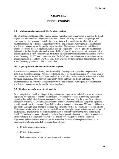 Diesel Engine Maintenance Checklist Pdf Engines Diesel Engine