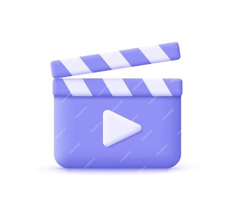 재생 버튼이 있는 영화 클래퍼 보드 필름 슬레이트 영화 산업 영화 제작 및 비디오 제작 개념 3d 벡터 아이콘 만화 최소 스타일 프리미엄 벡터