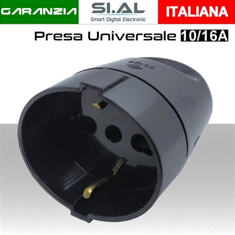 Presa Universale Mobile Tedesca Schuko Bipasso Nera