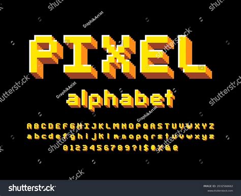 Pixel Style Font Uppercase Lowercase Numbers Stock Vector Royalty Free 2032566662 Shutterstock