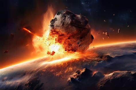 Asteroid Impact A Collision Between An Asteroid And The Earths S Stock Illustration