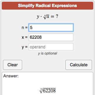 Simplify Radical Expressions Calculator