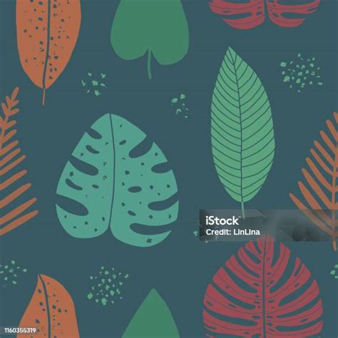 열대 잎과 손으로 그린 벡터 추상 원활한 패턴 여름 디자인 이국적인 꽃 그래픽 프린트 0명에 대한 스톡 벡터 아트 및 기타 이미지 0명 그래픽 프린트 그런지 이미지