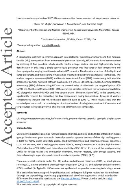 Pdf Low‐temperature Synthesis Of Hfchfo 2 Nanocomposites From A
