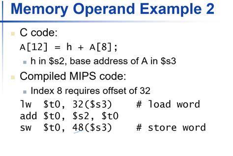 Solved Memory Operand Example 2 C Code A 12 H A 8