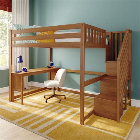 Full Loft Bed With Desk And Stairs Max And Lily