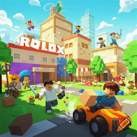 Stylized Easter Landscape With A Blocky Character Giant Bunny Eggs Basket Buildings And