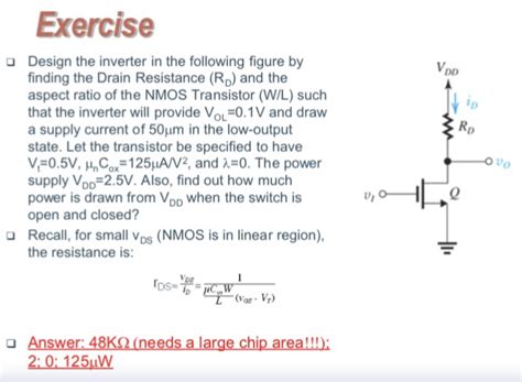 Solved Exercise Design The Inverter In The Following Figure Chegg
