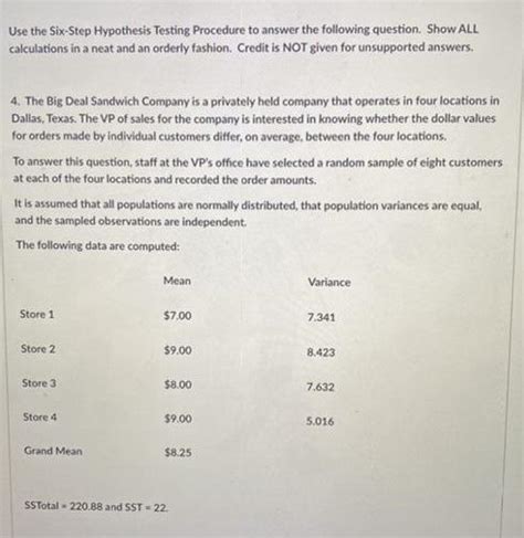 Solved Use The Six Step Hypothesis Testing Procedure To Chegg Com