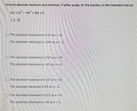 solved find the absolute maximum and minimum if elther