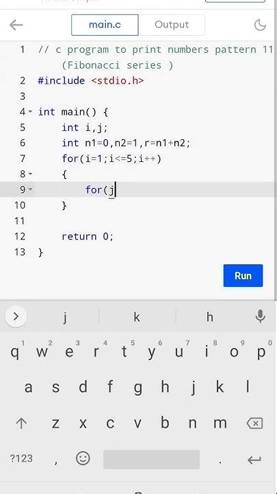 C Program To Print Numbers Pattern 11fibonacci Series Cprogramming