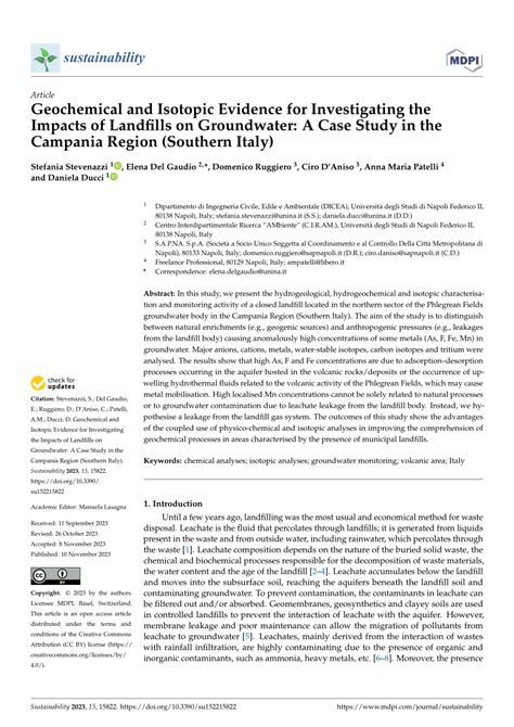 Pdf Geochemical And Isotopic Evidence For Investigating The Impacts Of Landfills On