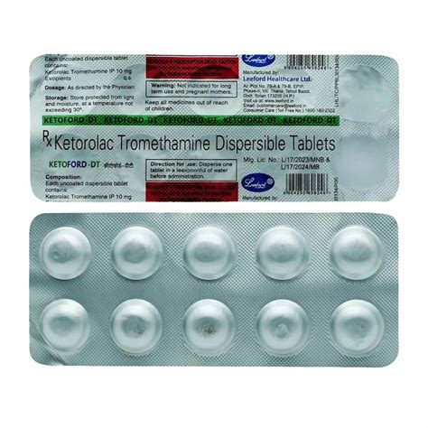10mg Ketoford Dt Ketorolac Tromethamine Dispersible Tablets At ₹ 90
