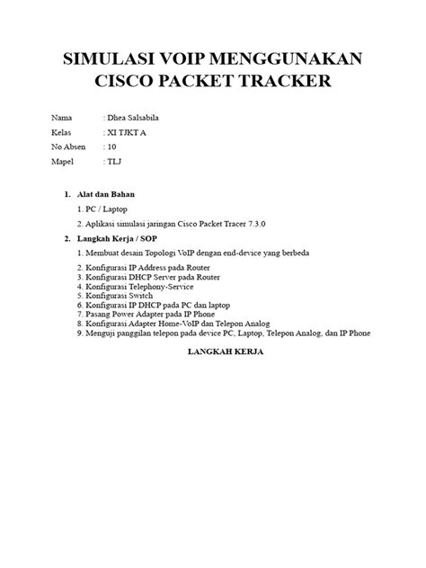 Simulasi Voip Menggunakan Cisco Packet Tracker Pdf