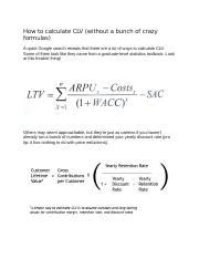 CLV Computation Docx How To Calculate CLV Without A Bunch Of Crazy Formulas A Quick Google
