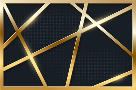 파란색 텍스처 배경에 기하학적 선이 있는 추상적인 골든 프레임입니다 3d 사실적인 현대 식 수평 템플릿 벡터 일러스트레이션 벽에 금 패턴이있는 간단한 물체 3차원 형태에